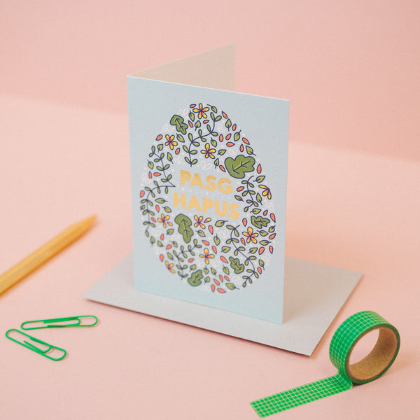 Welsh Easter card 'Pasg Hapus' - gold foil – Draenog