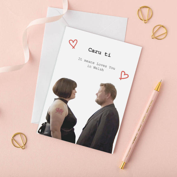 Welsh card 'Caru ti' - Gavin and Stacey – Draenog
