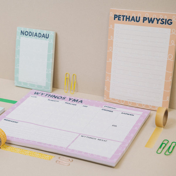 Welsh list pad 'Pethau Pwysig' A5 – Draenog