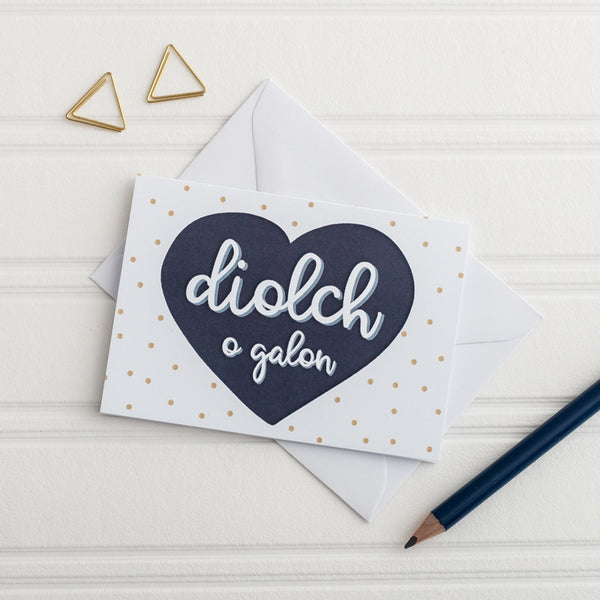 Thank you cards 'diolch! / diolch o galon' pack of 4 mini cards – Draenog